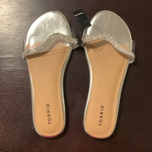 torrid | Shoes | Torrid Emb Lucite Silver Slide Sandal Size | Poshmark
